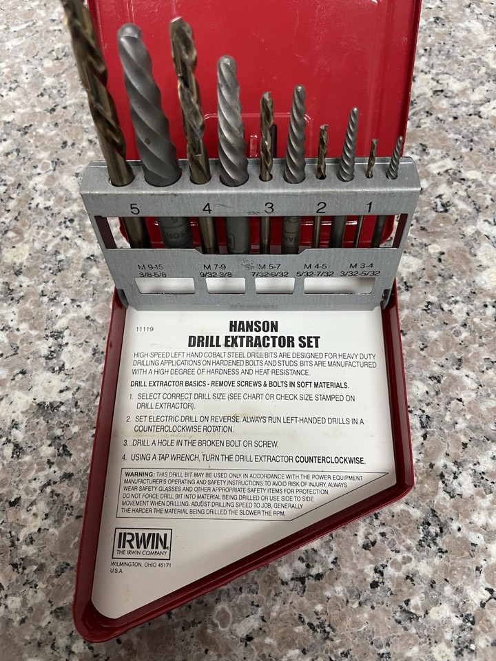 HANSON #11119 10 PIECE L.H. COBALT DRILL EXTRACTOR SET | eBay