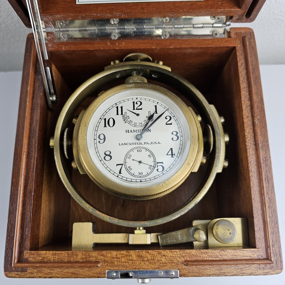 1943 Hamilton M22 US Navy Deck Watch Original Gimbal Mount Clock WW2 ...