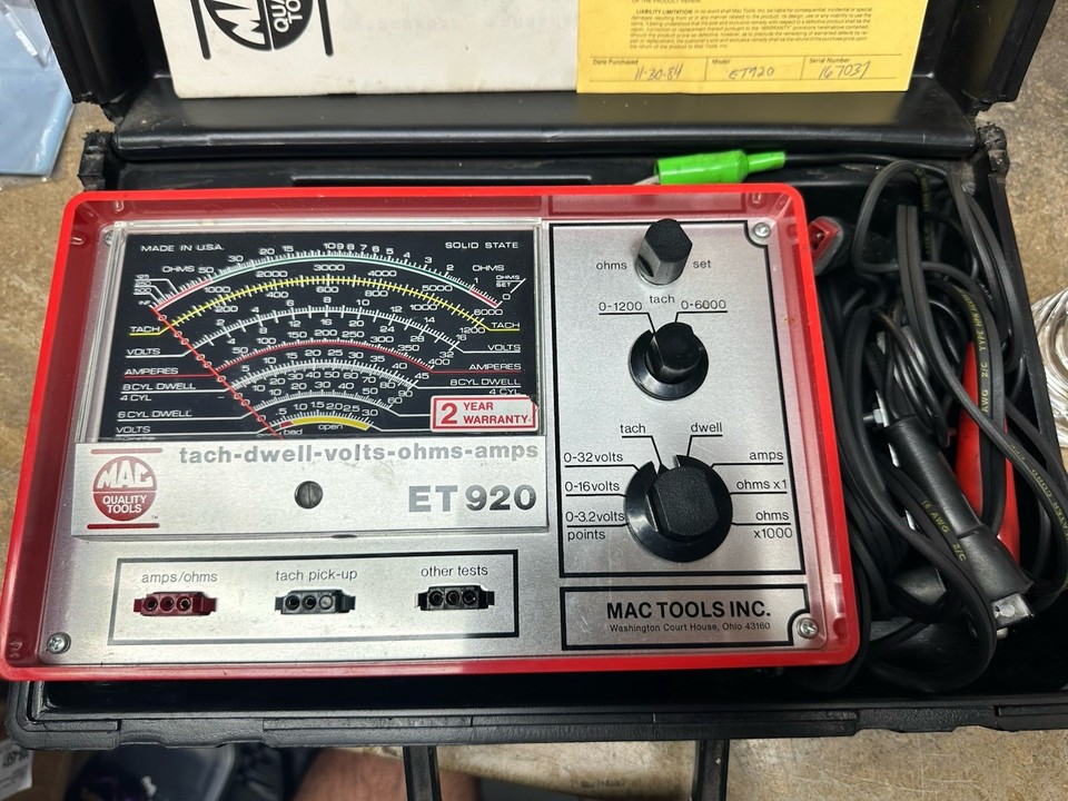 Mac Tools Tach Dwell Volts Ohms Amps ET920 1983 Vintage Clean | eBay