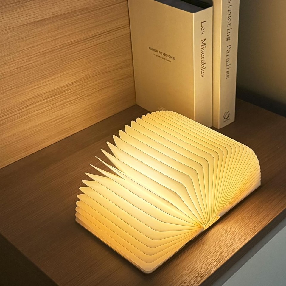 Rechargeable Book Lamp Book Accordian Wooden LED Rechargeable Folding ...