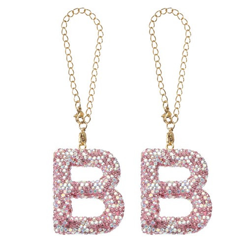 2 Pcs Letter Bag Charm Bling Glitter Letter Charm Initial, Pink, B ...