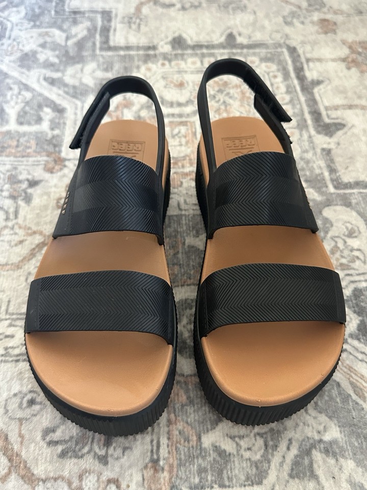 Reef Water Vista Higher Platform Sandals Size 6 Black Cognac | eBay