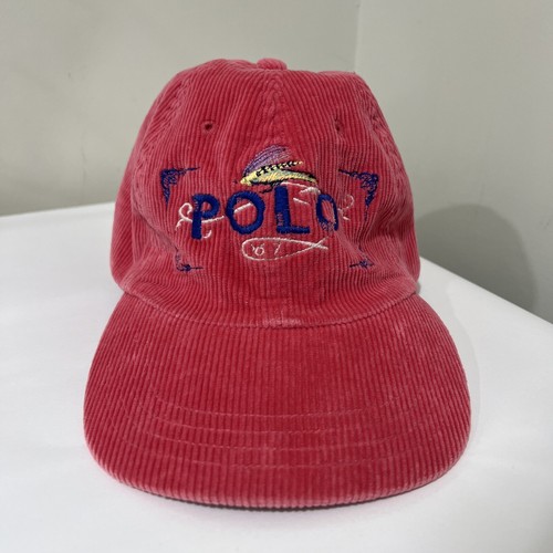 Polo Ralph Lauren Hat Cap Corduroy Pink Fishing Lure '67 Fish VTG RARE ...