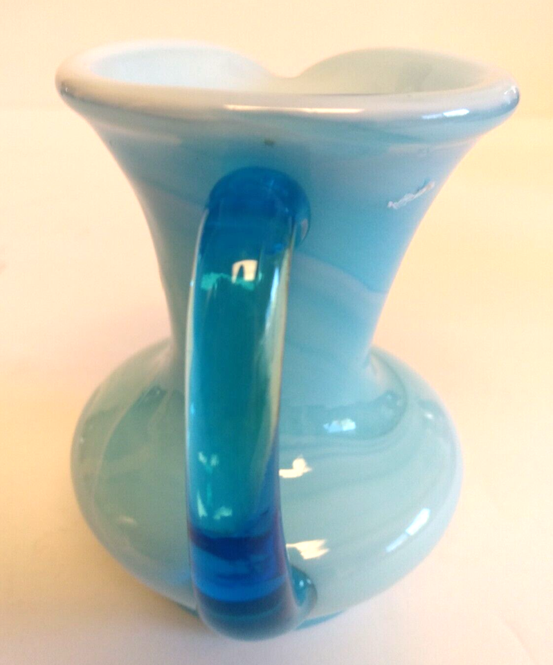 Kanawha Slag Glass White Sky Blue Creamer Pitcher Vase 4" Tall Sticker ...