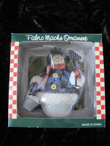 Fabric Mache Snowman Ornament in Box 6 1/4" | eBay