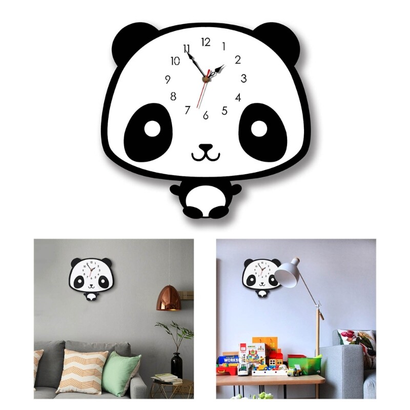 Mute Nordic- Panda Clock Wall Clock Decors for Home Office Kitchen ...