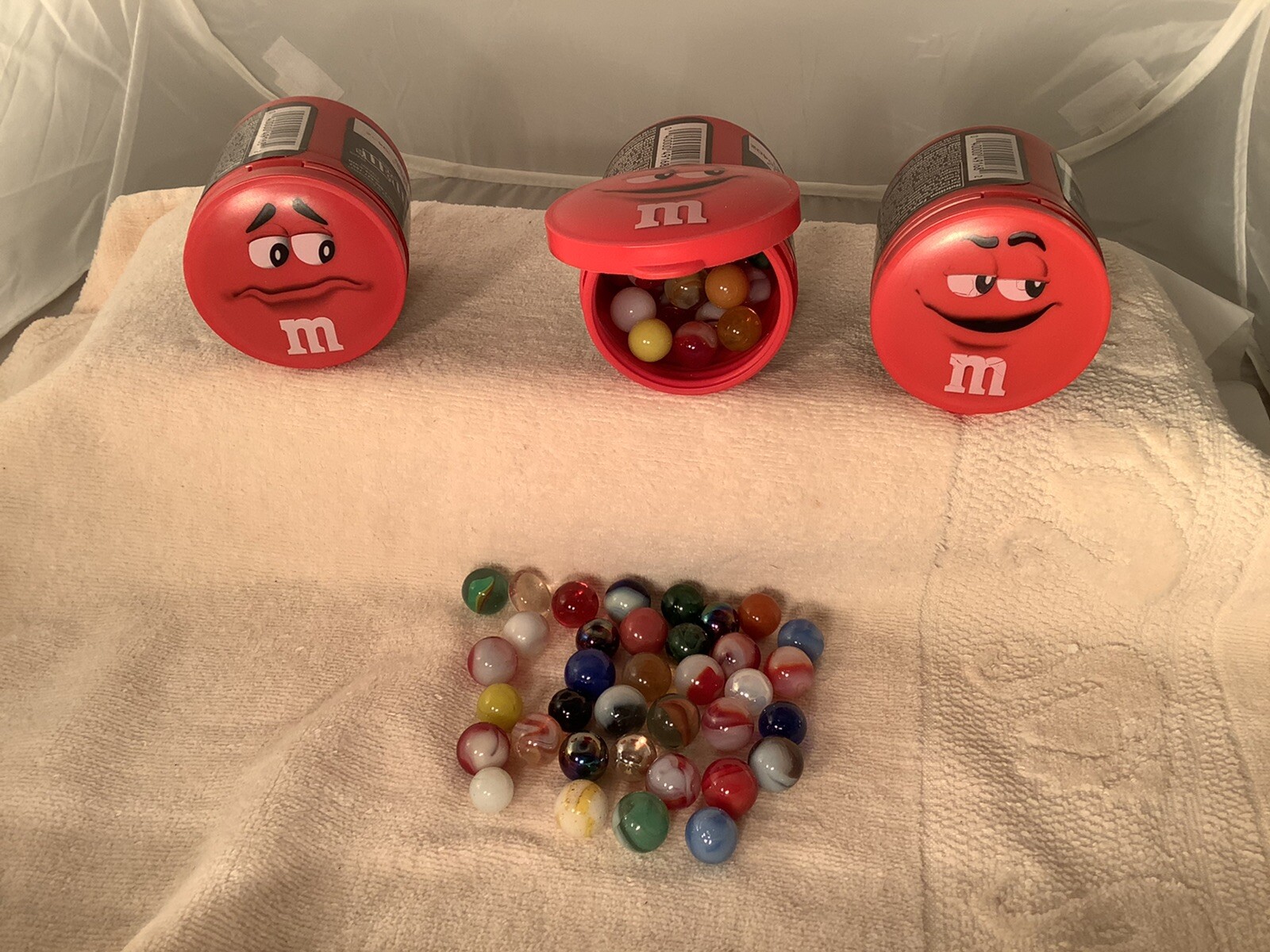 Lot Of Three M&M Containers Loaded Instead Of Candy You Get Marbles | eBay