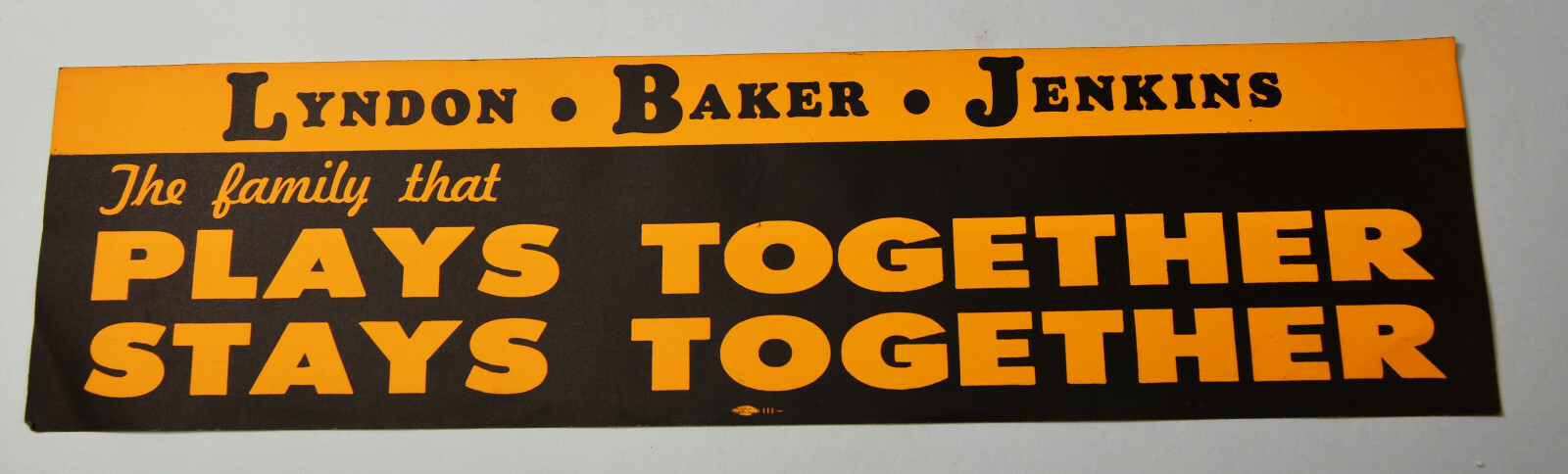 1970s Vintage LBJ Lyndon Baker Jenkins Americana Campaign Decal Bumper ...