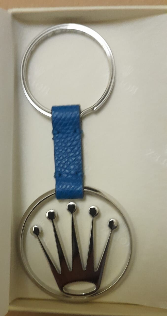 Rolex keychain novelty Silver crown logo 3D Pink Green or Blue leather ...