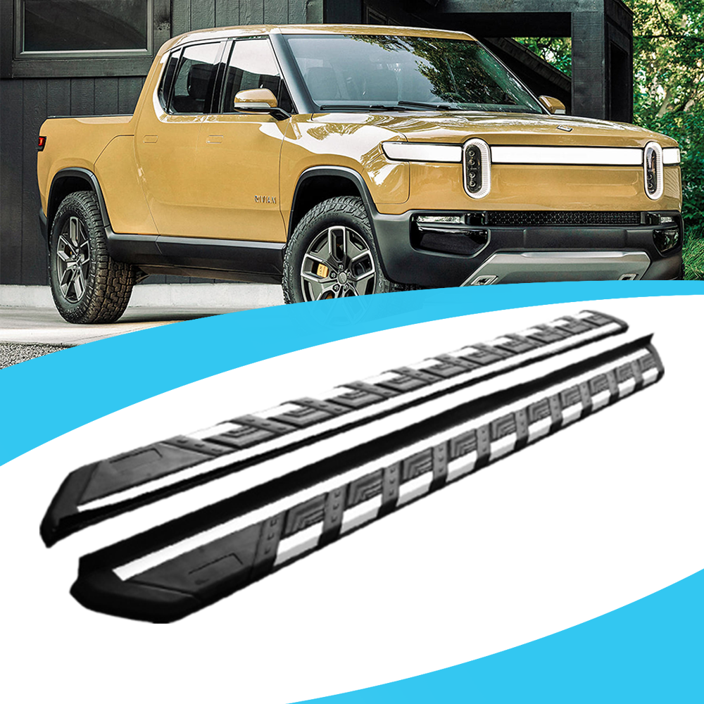 2PCS Aluminum Fixed Running Boards Side Steps Nerf Bars Fit Rivian R1T ...