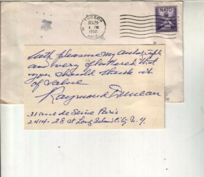 Raymond Duncan Autographed Index Card 1952 American Dancer D.66 | eBay