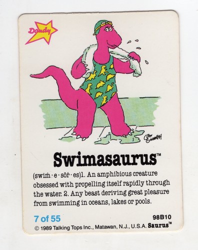 Dandy Gum 1989 “Saurus” cards. Swim asaurus | eBay