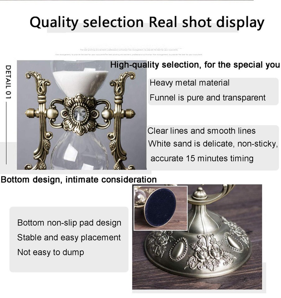 Hourglass Timer, 15 Minutes Embossed Golden Hourglass Timer,Used for ...