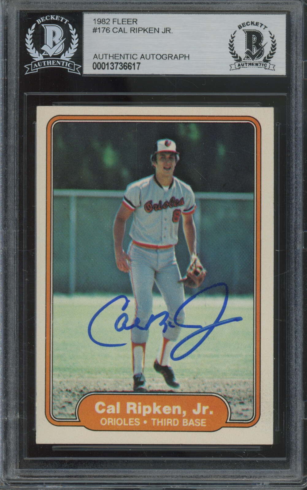 1982 Fleer #176 Cal Ripken Jr Autograph RC Rookie BAS Beckett Authentic ...