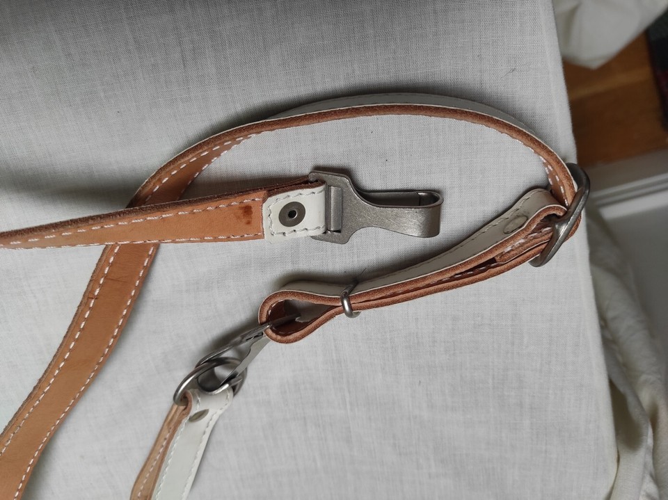 Vintage German army white leather shoulder belt Bundeswehr military i ...