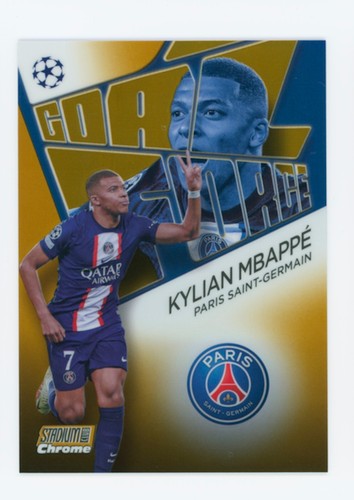 2022-23 Kylian Mbappe Topps Stadium Club Chrome Goal Force Gold PSG ...