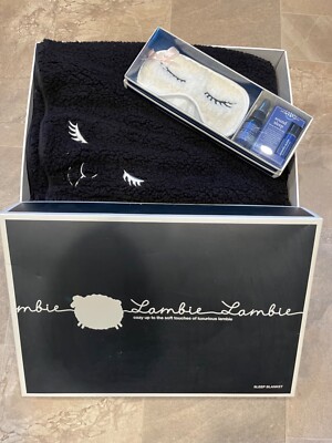 NEW LAMBIE Sleep Blanket Black 52" Retired w/ sleep mask set, Bath ...