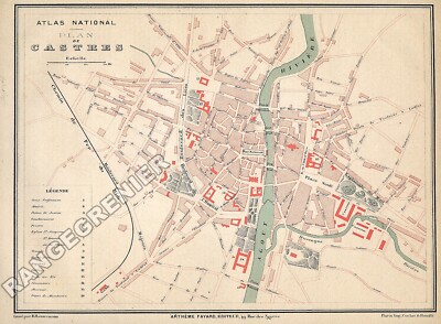PLAN ANCIEN de ville de CASTRES - TARN (81) - édition 1877 | eBay