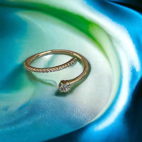 Bypass Ouvert Bague or Jaune Avec Cubib Zircon Pierre Pavé Bande ...