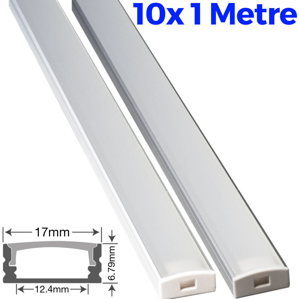 10 Metre LED Strip Tape Extrusion Trunking Profile Surface Recessed ...