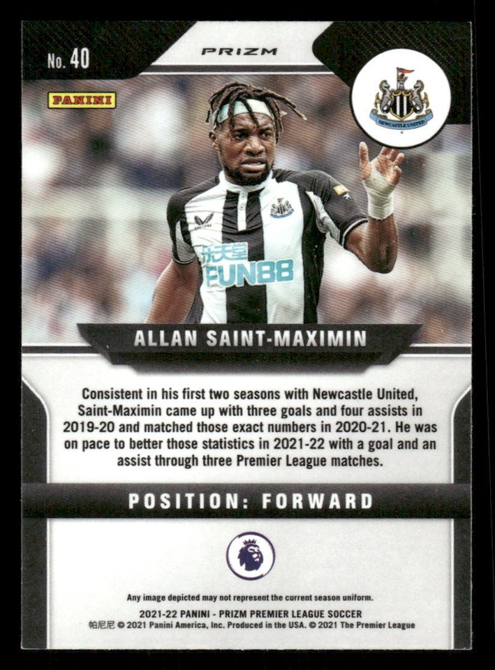 2021-22 Panini Prizm Premier Allan Saint-Maximin Prizms Red White Blue ...