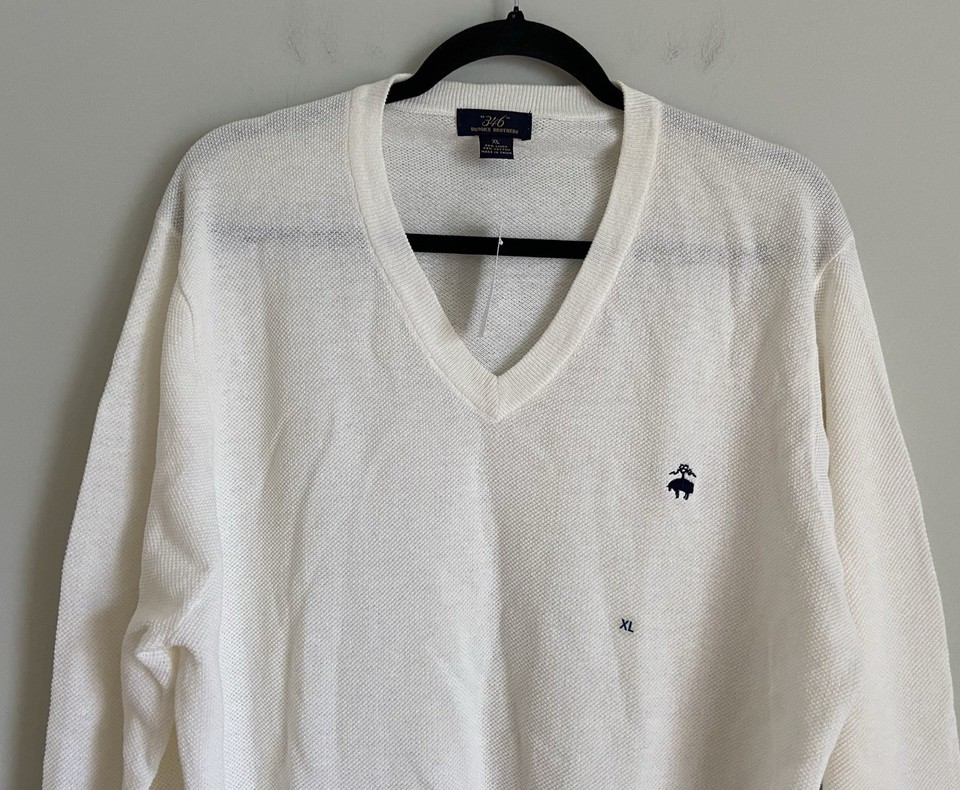 NWT Brooks Brothers Men's Cream Color V Neck Sweater X-LARGE | eBay