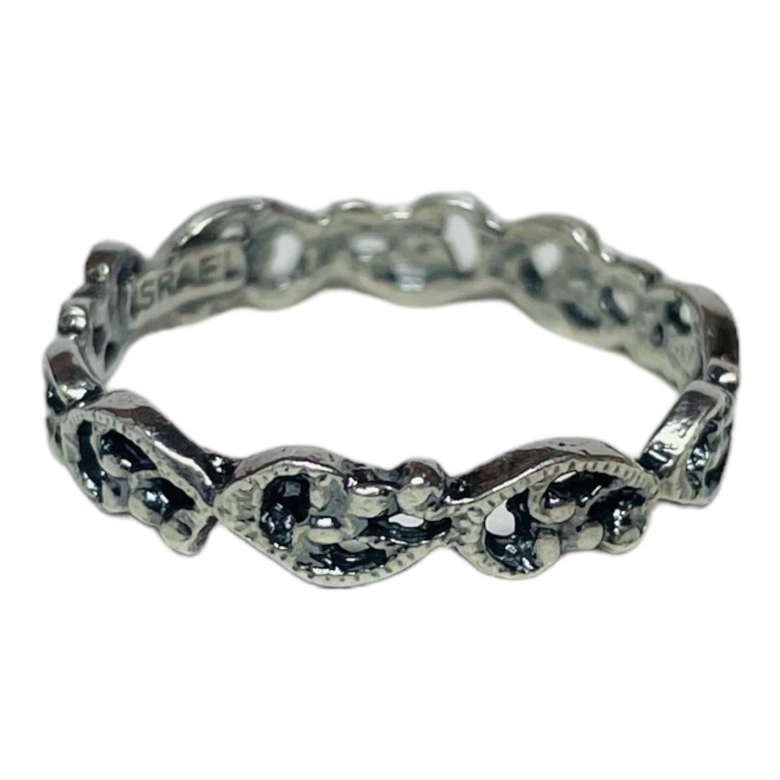 Or Paz Israel Sterling 925 Silver Floral Stackable Band Ring Sz 10.25 ...