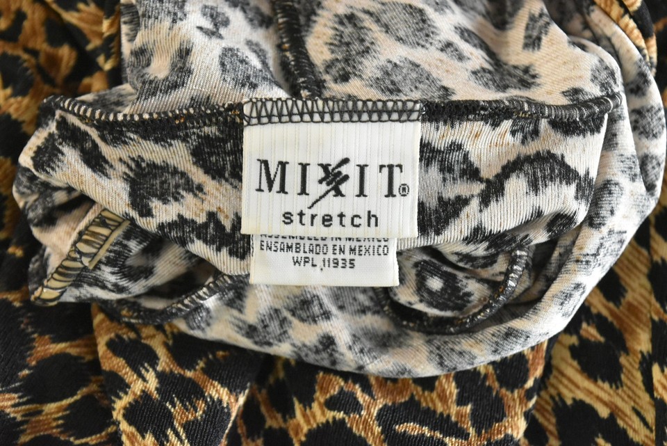 Mixit Womens Top Size M Black Brown Animal Print Blouse Long Sleeve ...