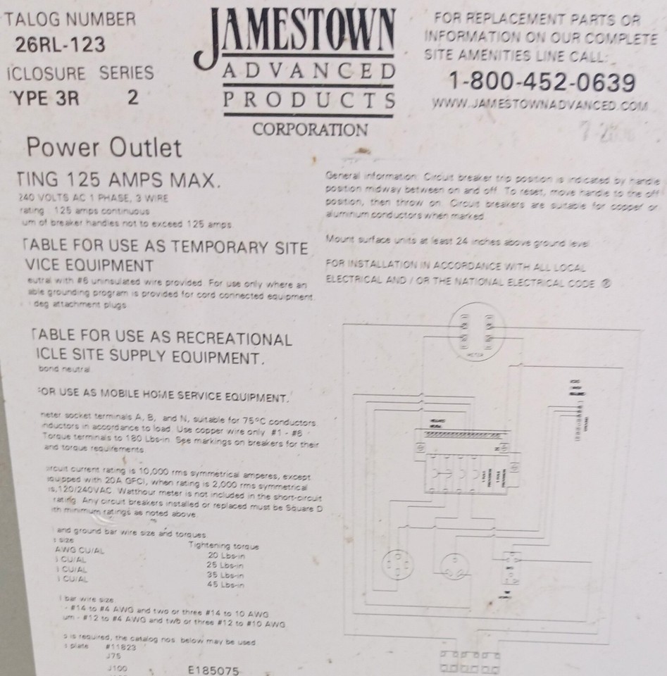 RV or Temp METERED POWER PEDESTAL/Pole, DIRECT BURIAL, RINGLESS, 50/30 ...