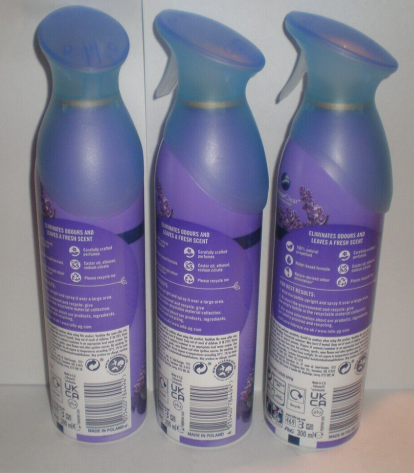 (3) Febreze Air RELAXING LAVENDER Mist Spray 10.14 FL. OZ. Each Can ...
