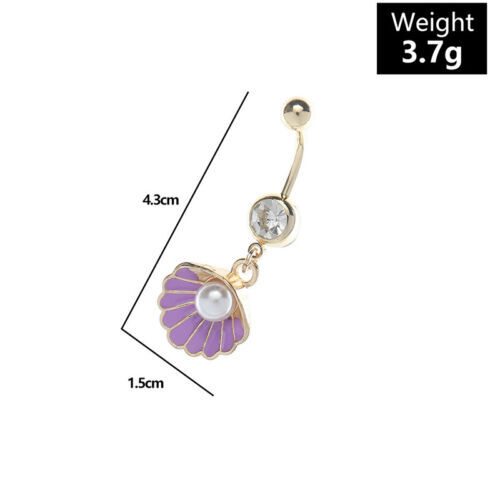 14g Shell Navel Piercing Schmuck Ozean Bauchnabel Ring Kristall Bauchring | eBay