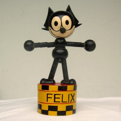 Vintage Felix the Cat Painted Wood Push-Up Puppet Toy 1980s Remake | eBay