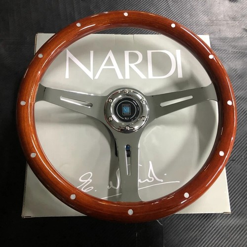 NARDI Classic 380mm Steering Wheel Mahogany Wood with Chrome Finish ...