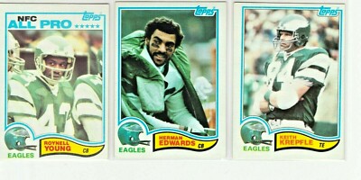 TOPPS 1982 NFL EAGLES CARDS 3 incl HERMAN EDWARDS ROYNELL YOUNG KEITH ...