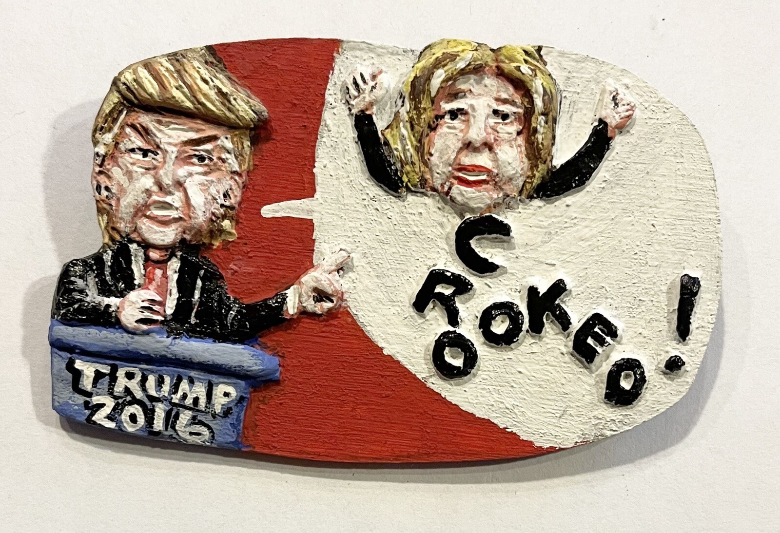 2016 DONALD TRUMP vs. CROOKED HILLARY - ARTIST ALAN FERSTER SIGNED 3 1/ ...