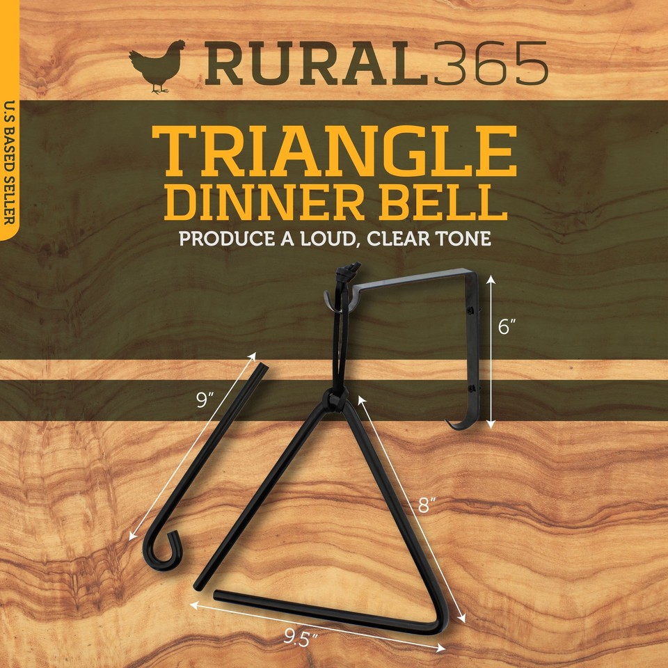 Rural365 Triangle Dinner Bell 8in Cast Iron Dinner Bells Forged Metal ...
