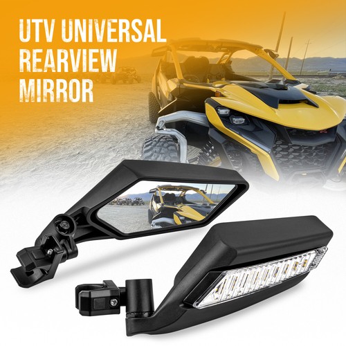 UTV 1.5"-2" Rear View Side Mirrors w/ LED for Polaris RZR PRO XP/ PRO R ...