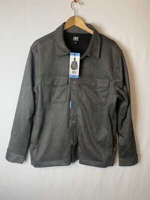 Frye Men's Faux Suede Shirt Jacket, Shacket, SNAP Closure Charcoal Size ...