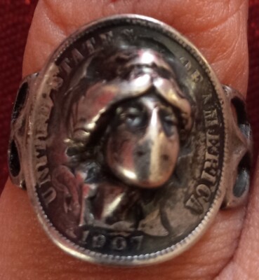 1907 Barber Dime silver with Liberty Pop out 3D pushed Out Repousse ...