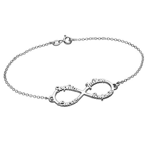 Bracelet Argent 925 Infini Avec 4 Noms Rhodié Anallergique Bijoux Femme ...