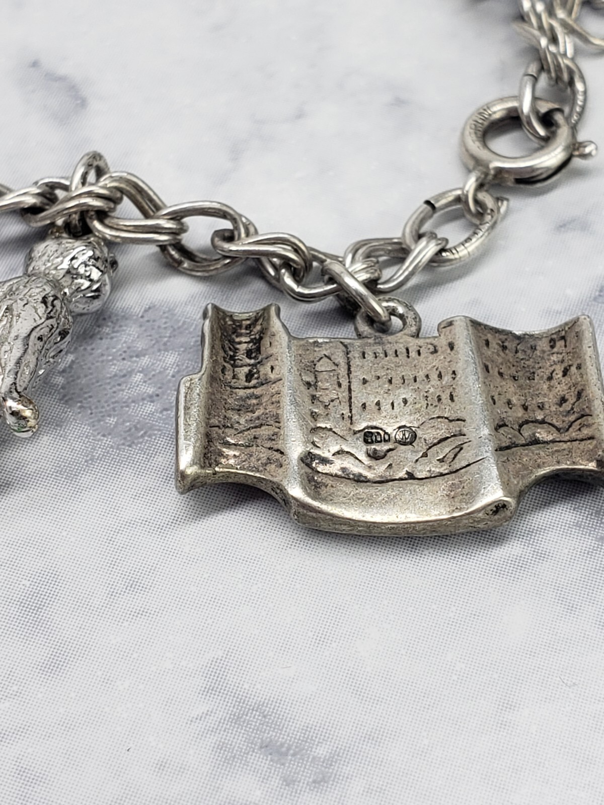 Charm Bracelet Sterling Silver Gemstone Charms Diamond Topaz 800 ...