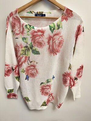 Collezioni Leonard Women’s Size S Flower Knit Top Blouse Made in Italy ...