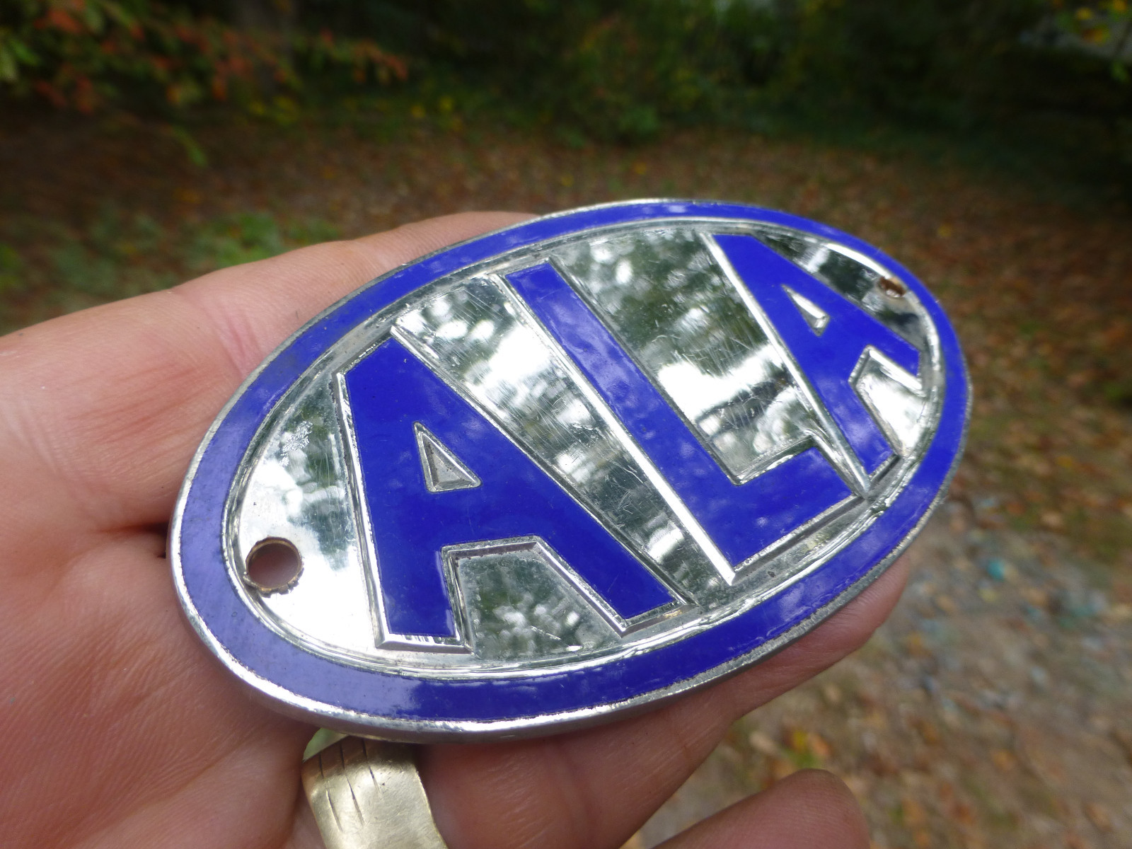 Antique Vintage ALA Emblem Badge made by D.L. Auld 4 1/4" wide chrome ...