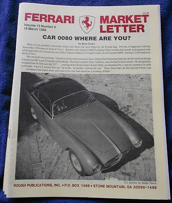 Ferrari Market Letter November 1988 Vol 13 Nummer 6 no book brochure ...