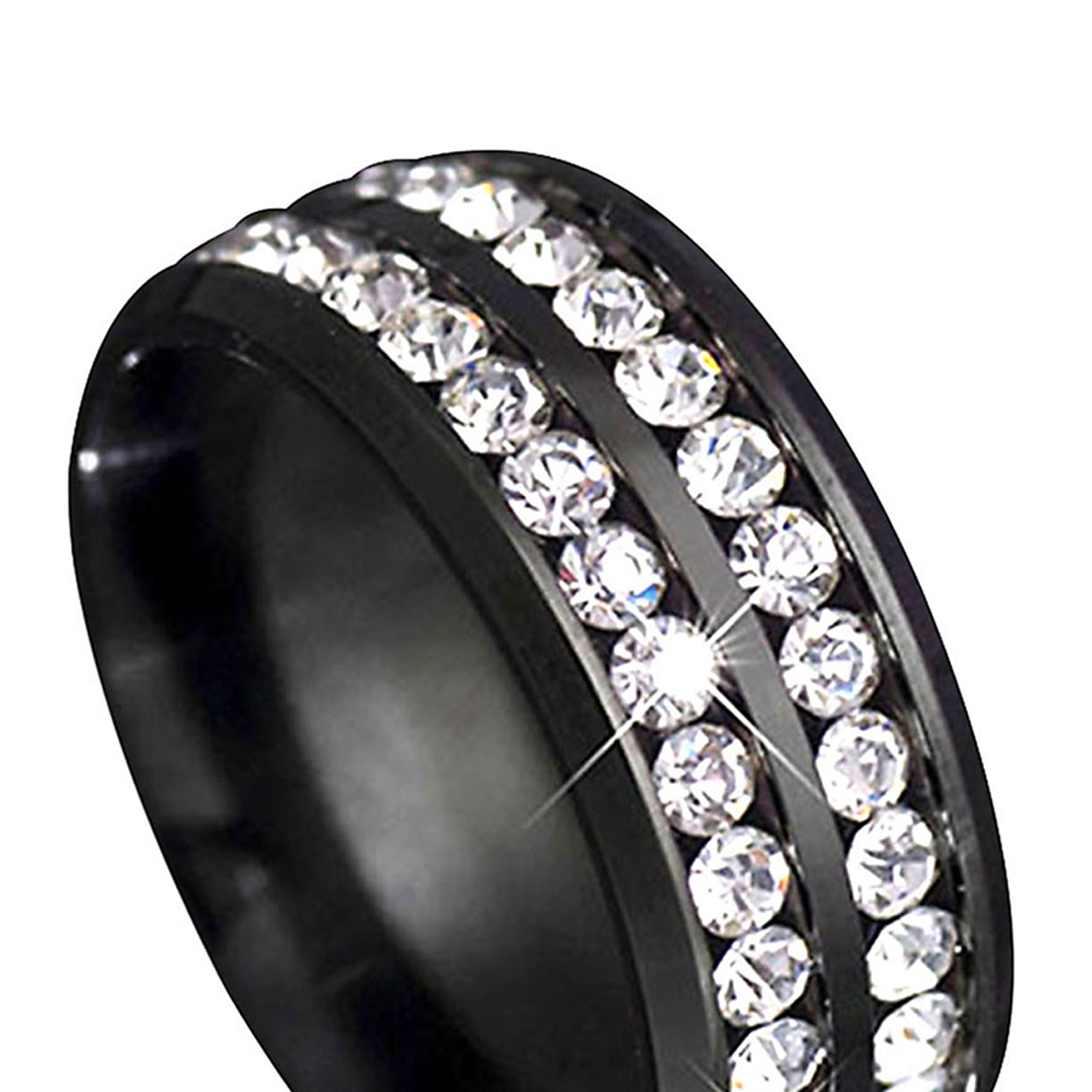 Unisex Ring Wear Resistant Finger Decoration Double Rows Rhinestone ...