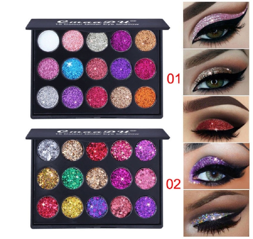 15-Color Matte & Shimmer Eyeshadow Palette – Glitter Eye Shadow Makeup ...