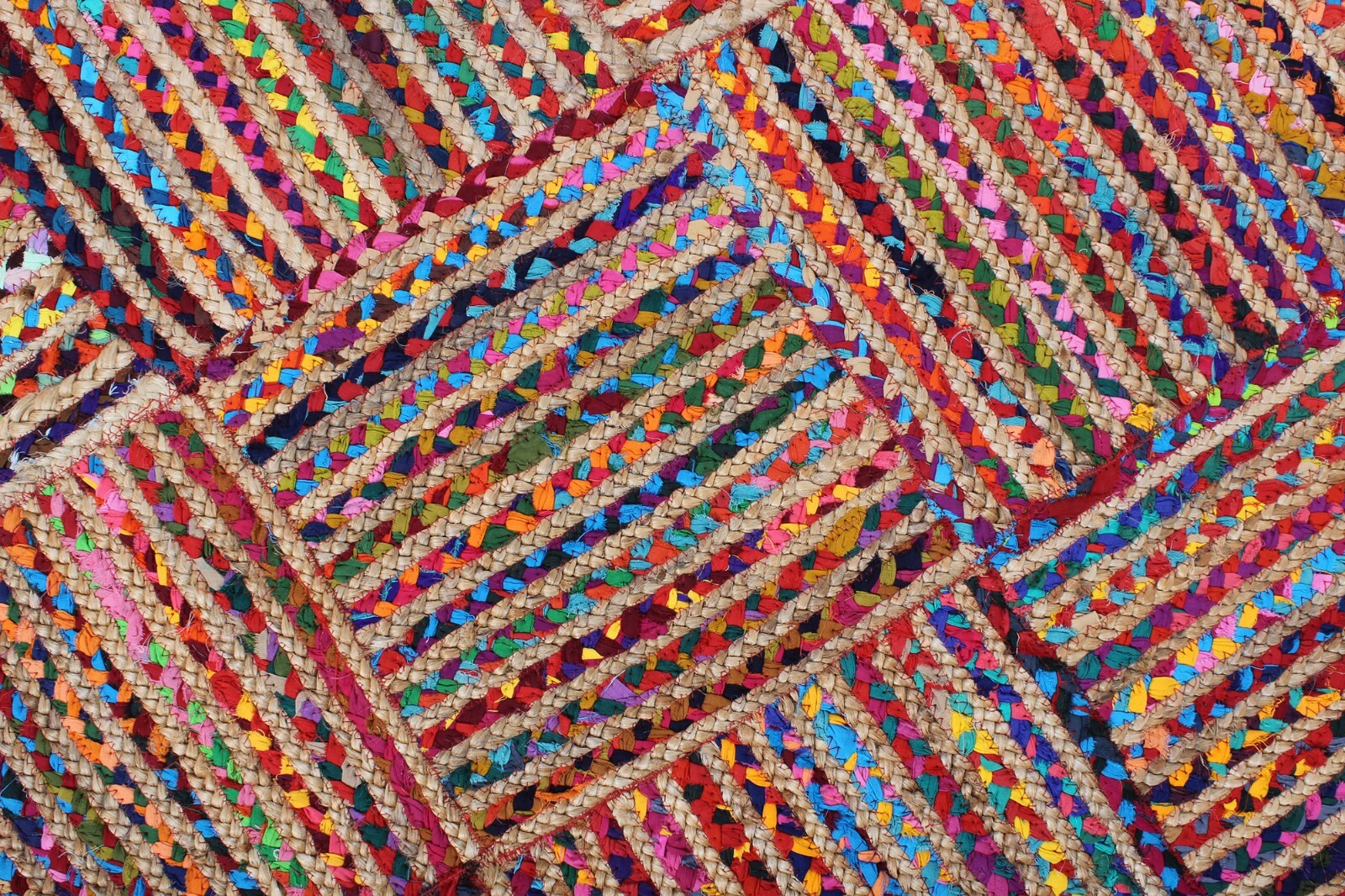 Red Octagon Kilims Hand Braided Cotton Jute Area Rug Living Room ...