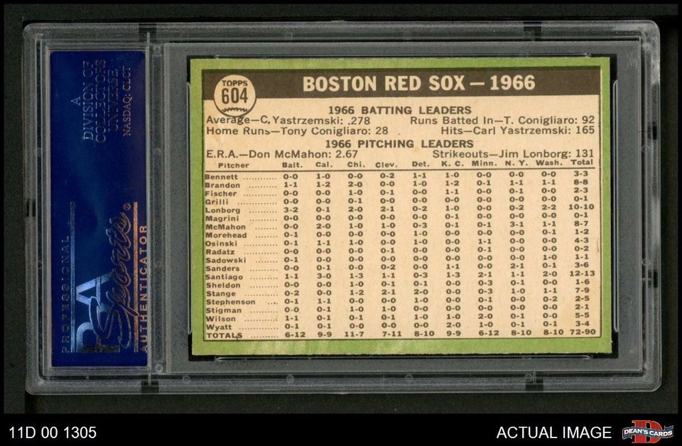 1967 Topps #604 Red Sox Team PSA 6 - EX/MT | eBay