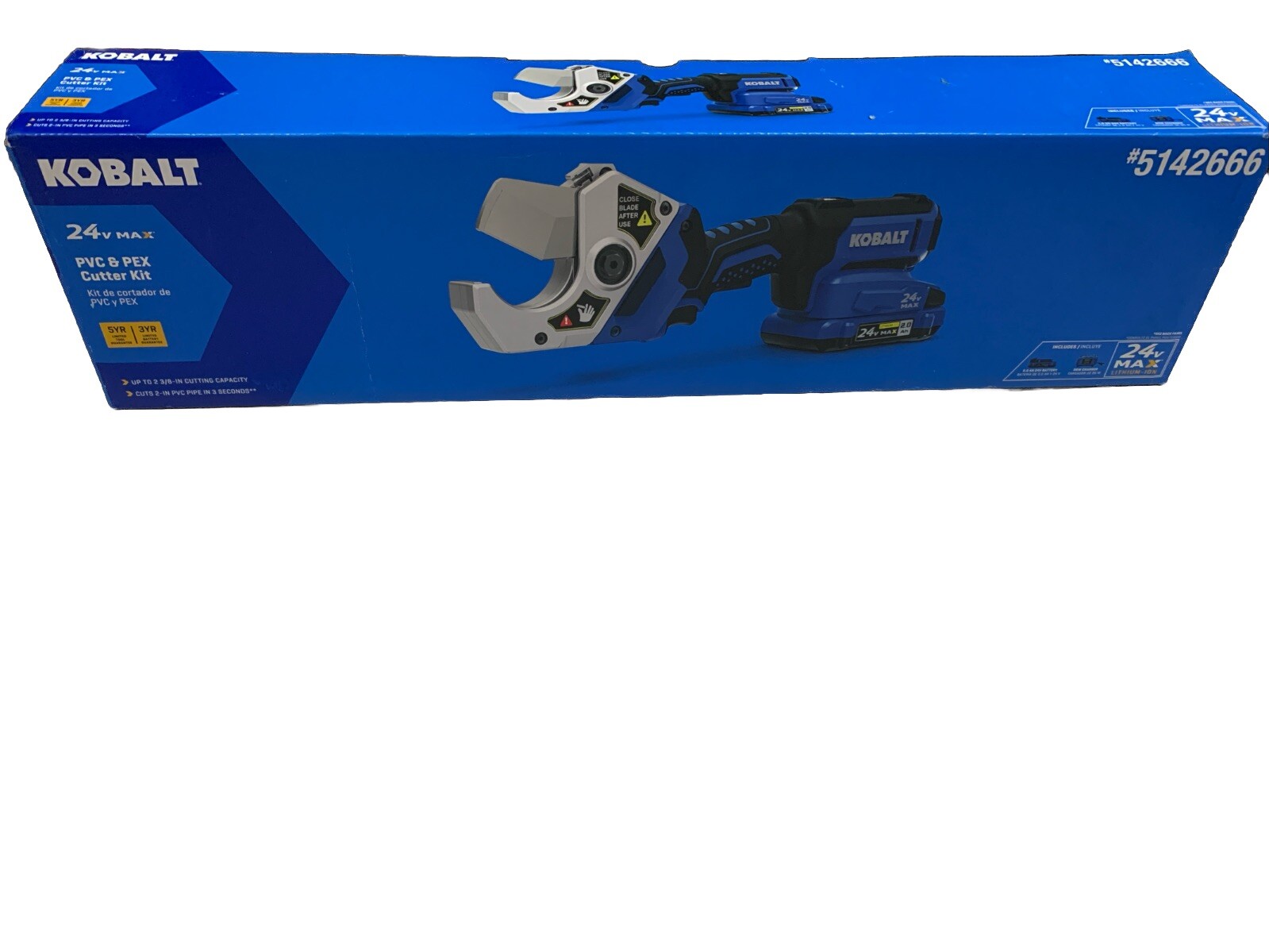Kobalt 5142666 24V Li-Ion PVC & PEX Cutter Kit w/ Battery & Charger ...