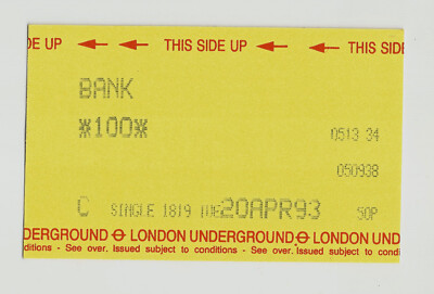 Bank 34 - UTS London Underground ticket - London EC4N | eBay UK